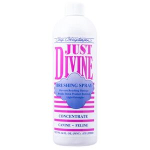 chris christensen just divine dog brushing spray concentrate, groom like a professional, prevents brushing damage, light detangler, all coat types, made in usa, 16oz