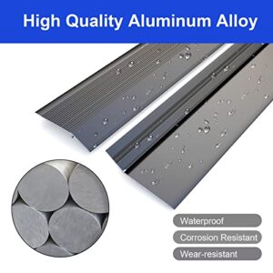 Aluminum Floor Transition Threshold Strip, Threshold Ramps for Doorways, Wheelchairs, Door/Tile/Threshold Reducer, Doorway Edge Trim Suitable for Threshold Height Less Than 1.6 Inch (Black, 90CM)