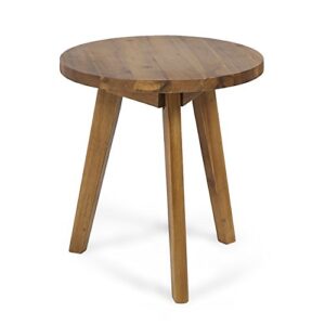 christopher knight home gino outdoor acacia wood side table, natural finish