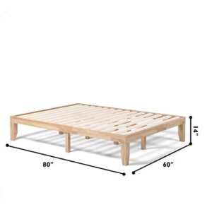 Giantex Queen Wood Platform Bed Frame, 14 Inch Solid Rubber Wood Mattress Foundation, Heavy Duty Wood Slats Support, No Box Spring Needed, Easy Assembly, Natural