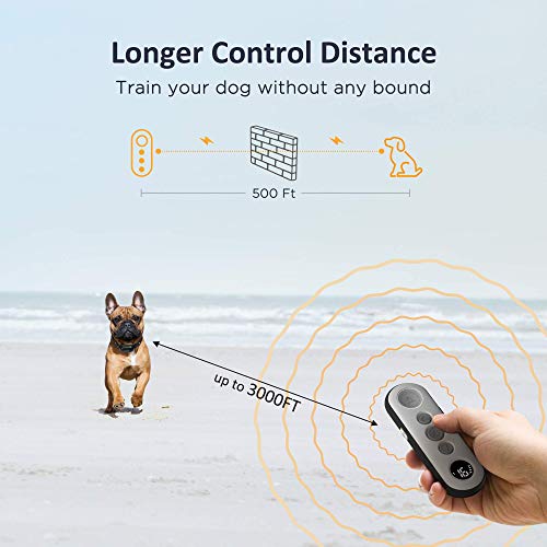 PATPET Dog Shock Collar with Remote - 3 Safe Training Modes, Rechargeable Waterproof Dog Training Collar for Small Medium Large Dogs (8-120 lbs), 3000Ft Control Electric Bark Collar with Remote