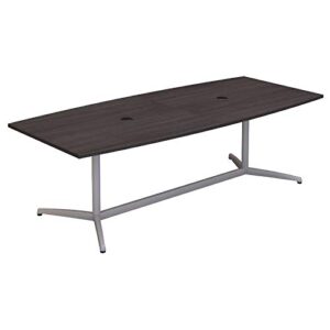 bush business furniture 96w x 42d boat shaped conference table with metal base in storm gray