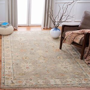 safavieh samarkand collection 8′ x 10′ light grey/beige srk106f hand-knotted traditional wool area rug