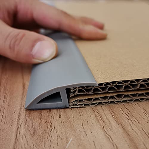 ZEYUE 6.56ft Ramp Interior Threshold Door Straight Transition Strip Trim,Overlap Reducer Molding,Overlap Edging for Laminate Floor Mat Carpet and Vinyl Tile,for use with 3/8" Thick Material Grey