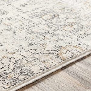 Hauteloom Bluffs Moroccan Farmhouse Living Room Bedroom Dining Room Area Rug - Bohemian Style - Boho Vintage Distressed - Beige, Gray, Brown, Cream 6'7" x 9'