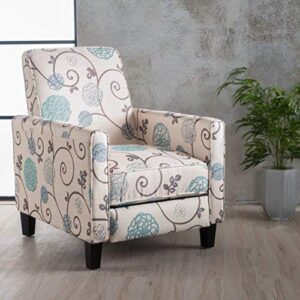 great deal furniture dufour white and blue floral fabric recliner