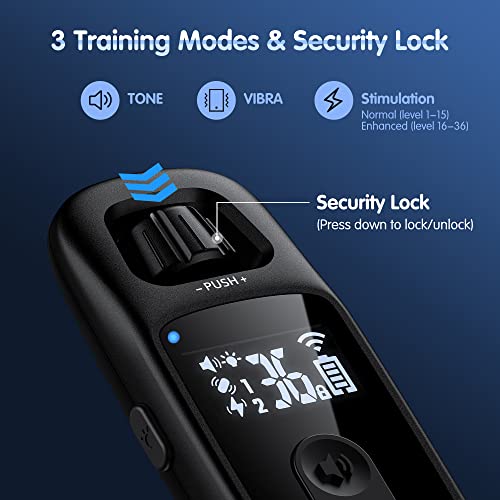 PATPET Dog Shock Collar 3000FT Electric Dog Training Collar with Remote Dog Clicker Include Rechargeable & IP67 Waterproof E Collar, Beep Vibration Shock Collar for Small Medium Large Dog (10-130lbs)