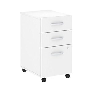 bush business furniture studio c 3 drawer mobile file cabinet in white