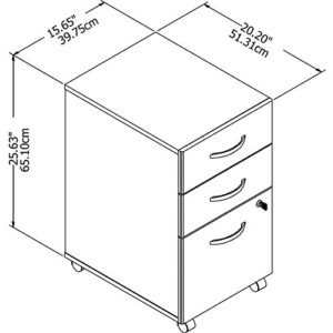 Bush Business Furniture Studio C 3 Drawer Mobile File Cabinet in White