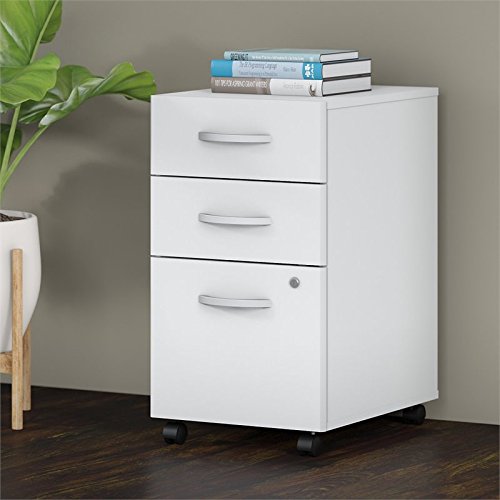 Bush Business Furniture Studio C 3 Drawer Mobile File Cabinet in White