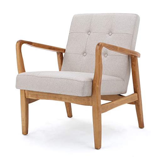 GDF Studio Conrad Medium Beige Fabric Mid Century Modern Club Chair