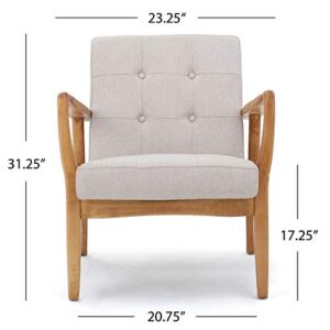 GDF Studio Conrad Medium Beige Fabric Mid Century Modern Club Chair