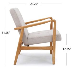 GDF Studio Conrad Medium Beige Fabric Mid Century Modern Club Chair