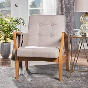 GDF Studio Conrad Medium Beige Fabric Mid Century Modern Club Chair