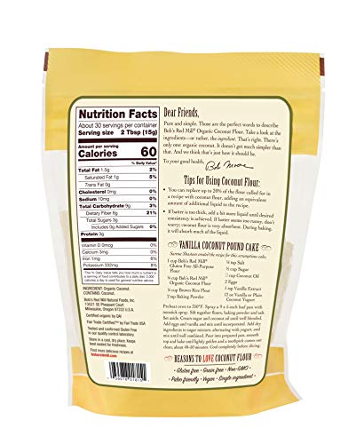 Bob's Red Mill Organic Coconut Flour, 16-ounce (Pack of 4)