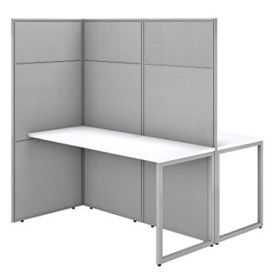 bush business furniture easy office 2 person cubicle desk workstation, 60w x 66h, pure white