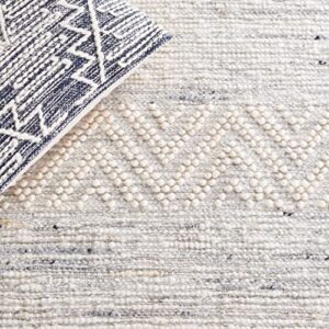 Safavieh Natura Collection 5' x 8' Ivory/Grey NAT296F Handmade Moroccan Boho Farmhouse Rustic Tassel Wool Area Rug