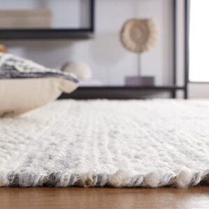 Safavieh Natura Collection 5' x 8' Ivory/Grey NAT296F Handmade Moroccan Boho Farmhouse Rustic Tassel Wool Area Rug