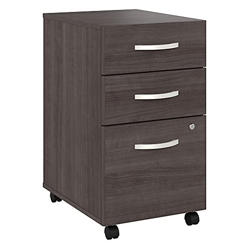 Bush Business Furniture Hybrid 3 Drawer Mobile File Cabinet-Assembled, Storm Gray