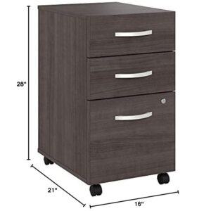 Bush Business Furniture Hybrid 3 Drawer Mobile File Cabinet-Assembled, Storm Gray