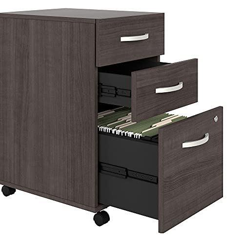 Bush Business Furniture Hybrid 3 Drawer Mobile File Cabinet-Assembled, Storm Gray