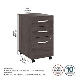 Bush Business Furniture Hybrid 3 Drawer Mobile File Cabinet-Assembled, Storm Gray