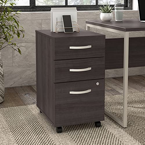 Bush Business Furniture Hybrid 3 Drawer Mobile File Cabinet-Assembled, Storm Gray