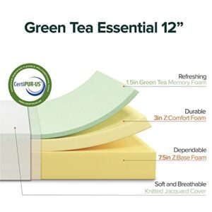 Zinus 12 Inch Green Tea Essential Memory Foam Mattress/Bed-in-a-Box/Affordable Mattress/CertiPUR-US Certified, Full