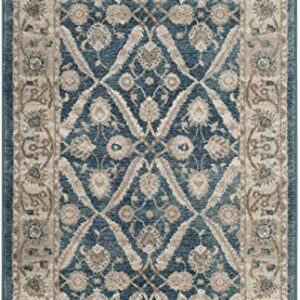 SAFAVIEH Sofia Collection 2' x 3' Blue / Beige SOF378C Vintage Oriental Distressed Non-Shedding Living Room Bedroom Accent Rug