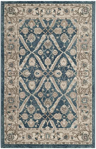 SAFAVIEH Sofia Collection 2' x 3' Blue / Beige SOF378C Vintage Oriental Distressed Non-Shedding Living Room Bedroom Accent Rug