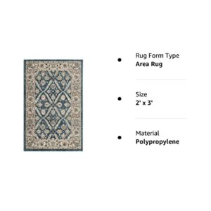 SAFAVIEH Sofia Collection 2' x 3' Blue / Beige SOF378C Vintage Oriental Distressed Non-Shedding Living Room Bedroom Accent Rug