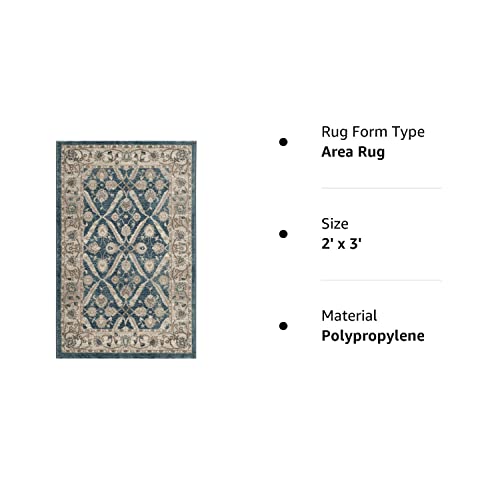 SAFAVIEH Sofia Collection 2' x 3' Blue / Beige SOF378C Vintage Oriental Distressed Non-Shedding Living Room Bedroom Accent Rug