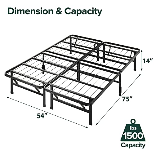 ZINUS SmartBase Tool-Free Assembly Mattress Foundation / 14 Inch Metal Platform Bed Frame / No Box Spring Needed / Sturdy Steel Frame / Underbed Storage, Full,Black