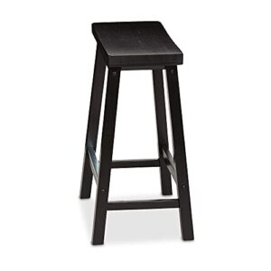 Amazon Basics Solid Wood Saddle-Seat Kitchen Counter-Height Stool - 2-Pack, 24-Inch Height, Black