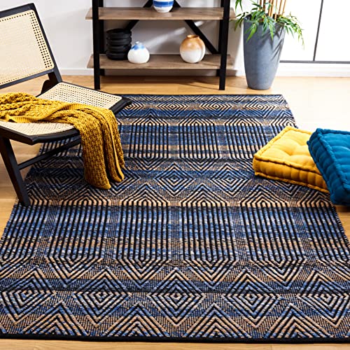 Safavieh Natura Collection 3' x 5' Blue/Orange NAT932M Handmade Contemporary Geometric Area Rug