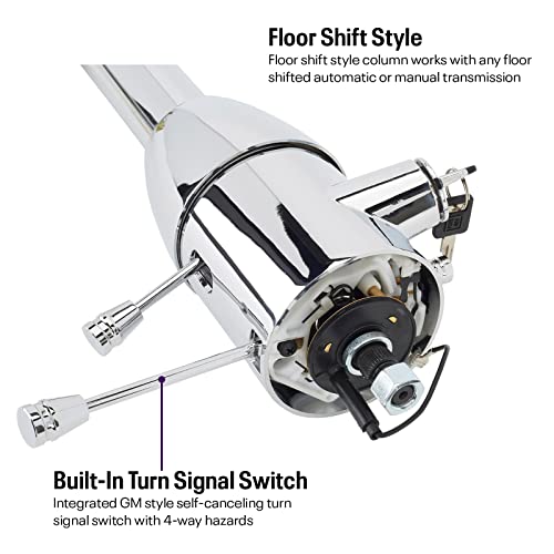 Universal Keyed GM Tilt Steering Column, Floor Shift, 28" Chrome