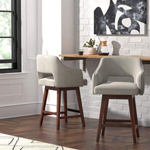 Amazon Brand – Rivet Malida Mid-Century Modern Open Back Swivel Kitchen Counter Height Stool, 37"H, Felt Grey