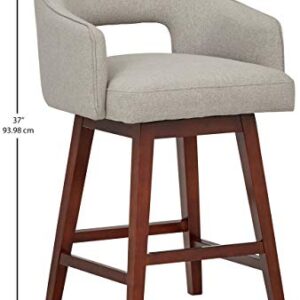 Amazon Brand – Rivet Malida Mid-Century Modern Open Back Swivel Kitchen Counter Height Stool, 37"H, Felt Grey