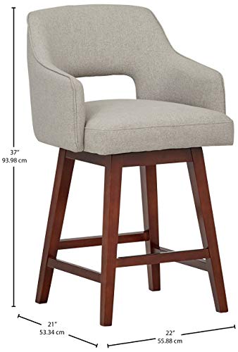 Amazon Brand – Rivet Malida Mid-Century Modern Open Back Swivel Kitchen Counter Height Stool, 37"H, Felt Grey