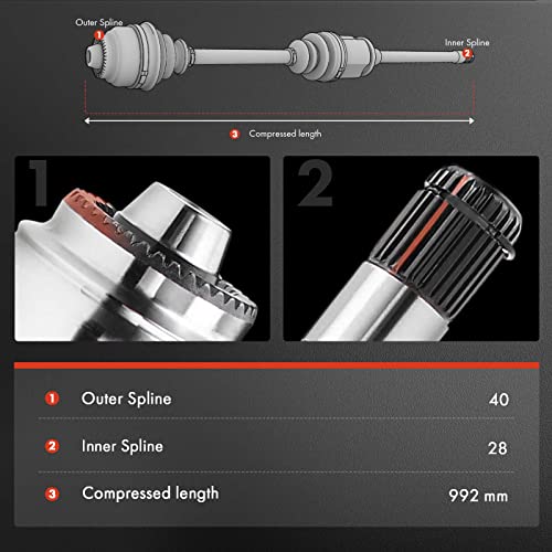 A-Premium CV Axle Shaft Assembly Compatible with Volvo S80 2007-2014, V70 2008-2010, L6 3.2L, Front Right Passenger Side, Replace# VO-8085, 1700-511996