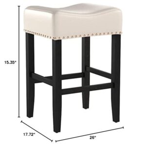 Christopher Knight Home Lisette Backless Leather Counter Stools, 2-Pcs Set, Ivory