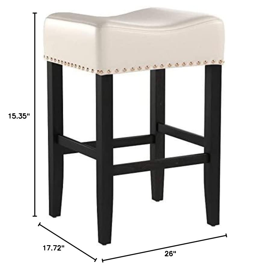 Christopher Knight Home Lisette Backless Leather Counter Stools, 2-Pcs Set, Ivory