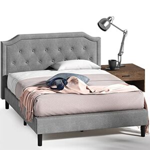 zinus kellen upholstered scalloped platform bed frame / mattress foundation / wood slat support / no box spring needed / easy assembly, queen