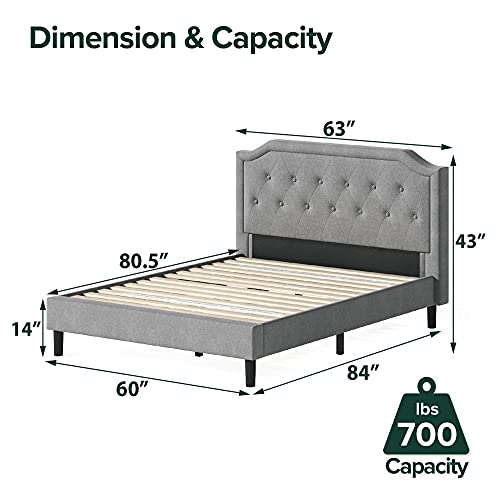 ZINUS Kellen Upholstered Scalloped Platform Bed Frame / Mattress Foundation / Wood Slat Support / No Box Spring Needed / Easy Assembly, Queen