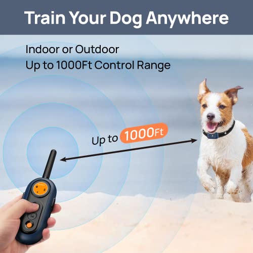 Bousnic Dog Shock Collar with Remote - Electric Training Collar for Large Medium Small Dogs (8-120lbs) Waterproof Rechargeable with Beep Vibration Safe Shock and 1000FT Control Range