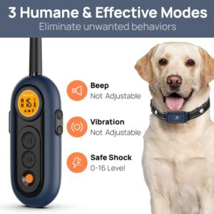 Bousnic Dog Shock Collar with Remote - Electric Training Collar for Large Medium Small Dogs (8-120lbs) Waterproof Rechargeable with Beep Vibration Safe Shock and 1000FT Control Range