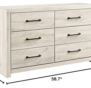 Signature Design by Ashley Cambeck Farmhouse Industrial 6 Drawer Dresser, Whitewash