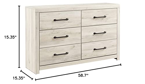 Signature Design by Ashley Cambeck Farmhouse Industrial 6 Drawer Dresser, Whitewash