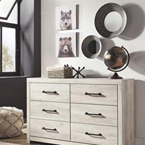 Signature Design by Ashley Cambeck Farmhouse Industrial 6 Drawer Dresser, Whitewash