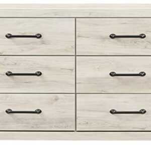 Signature Design by Ashley Cambeck Farmhouse Industrial 6 Drawer Dresser, Whitewash